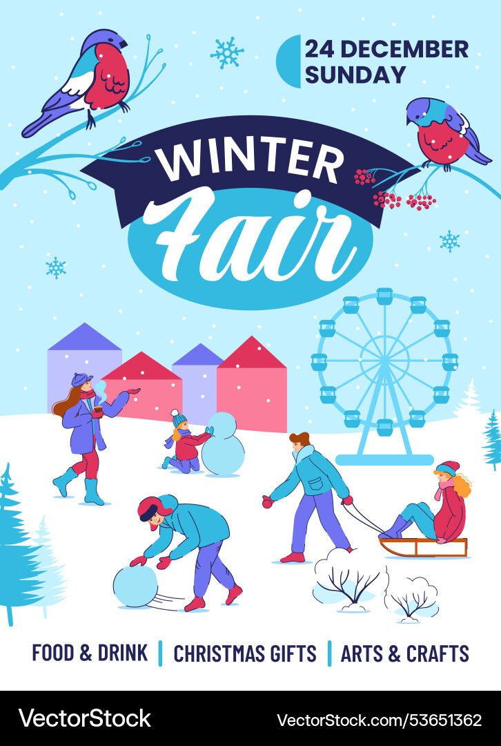 Winter event christmas fair invitation poster Vector Image