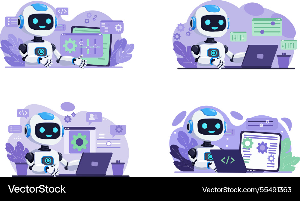 Ai virtual assistant concept Royalty Free Vector Image