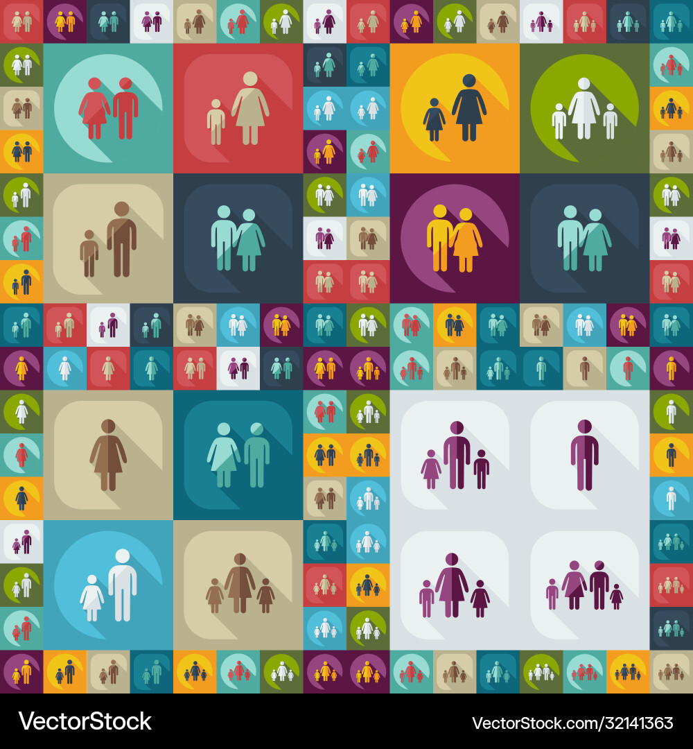 Assembly set stick figures on family Royalty Free Vector