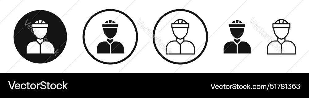 Builder icon set black filled and outlined style Vector Image