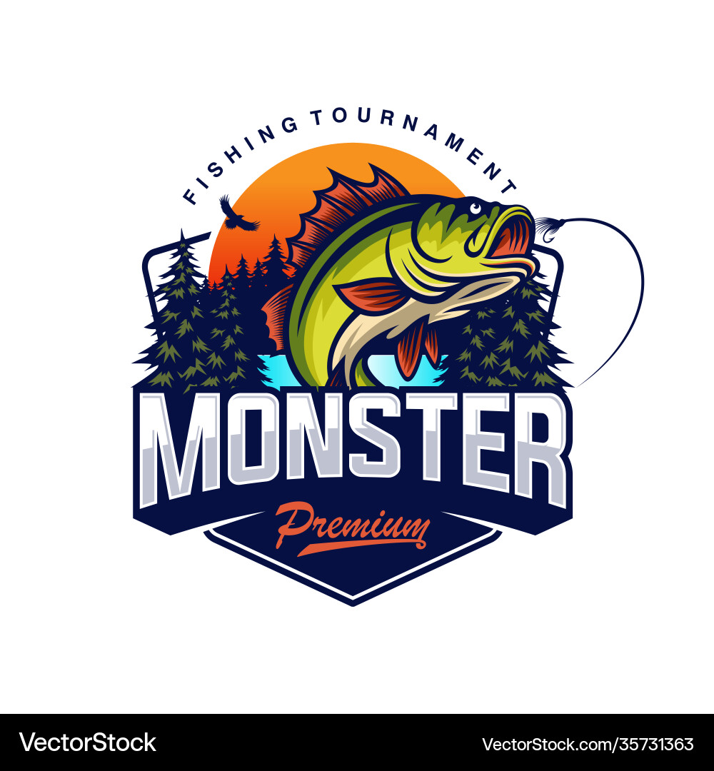 Fishing logo design template Royalty Free Vector Image