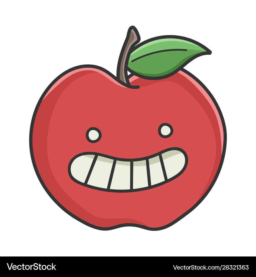 Happy smiling red apple cartoon Royalty Free Vector Image