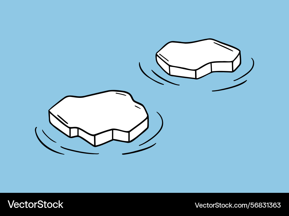 Ice floe iceberg cold arctic ocean icon doodle Vector Image