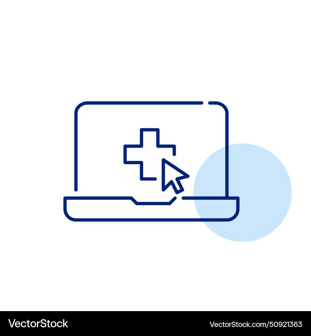Online doctor visit laptop with mouse pointer Vector Image