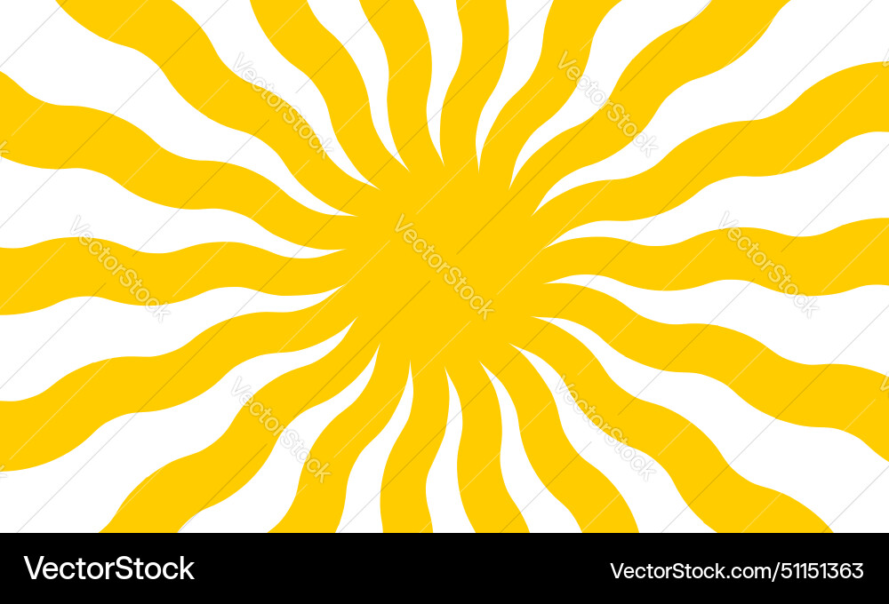 Yellow sun with wavy rays background poster Vector Image