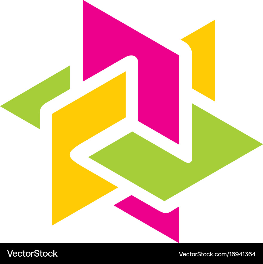 3d shape construction puzzle logo Royalty Free Vector Image