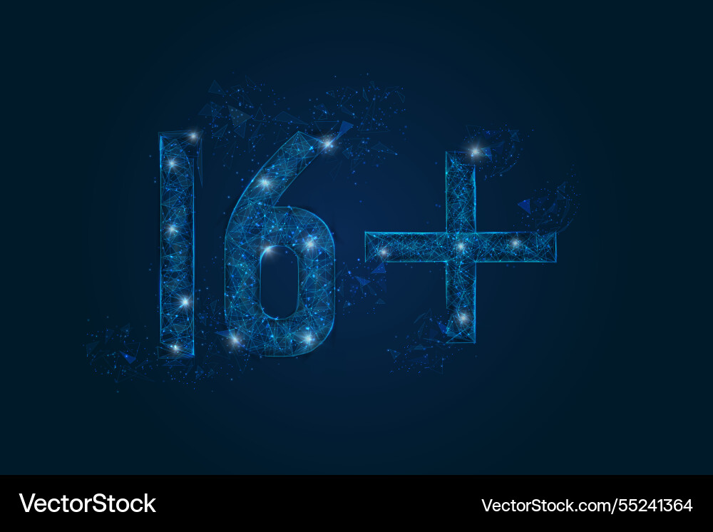 Abstract isolated blue image of 16 plus only Vector Image