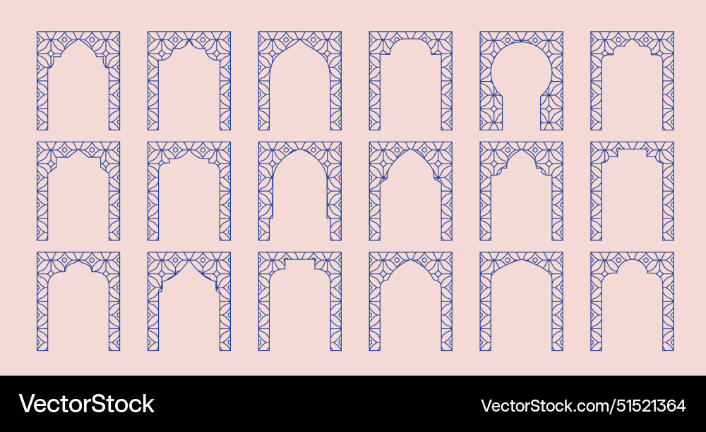 Arabisch orientalisch Rahmen Bogen Tür Luxus blau dünn