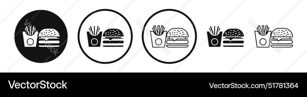 Burger fries line icon set Royalty Free Vector Image