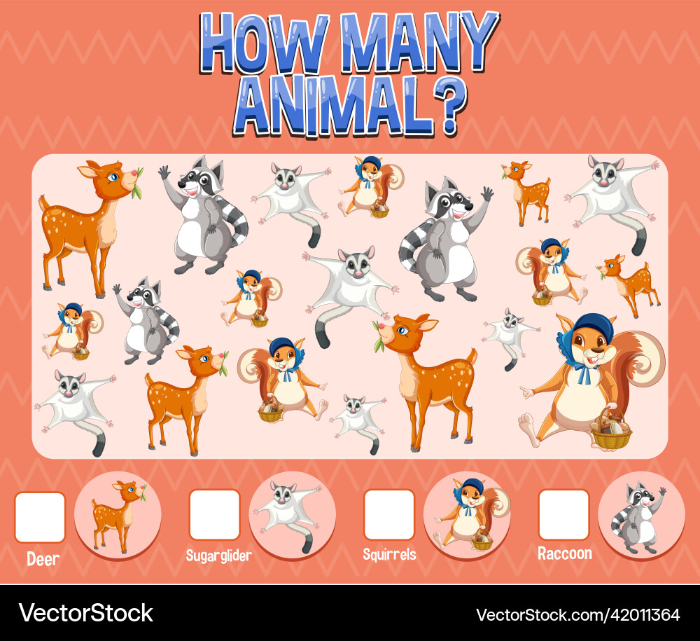 Counting number template with animal Royalty Free Vector