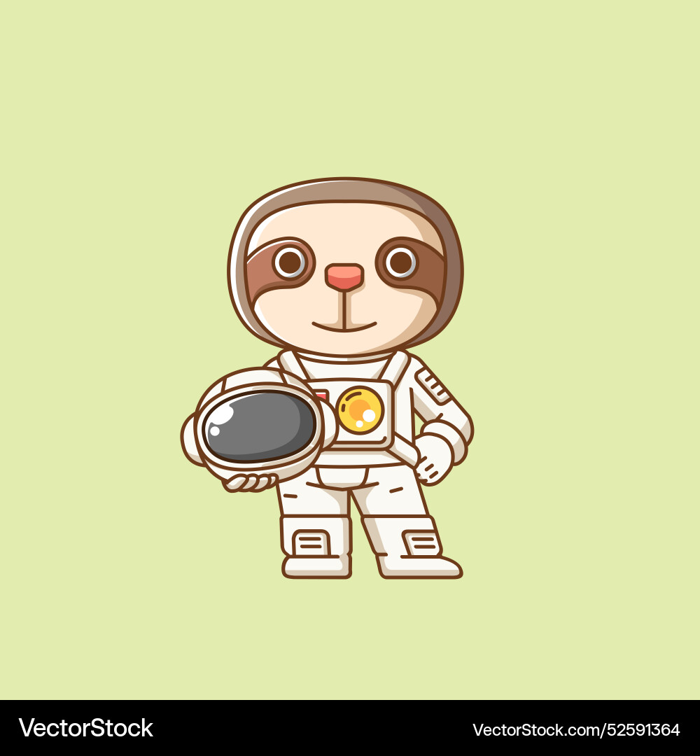 Cute sloth astronaut animal kawaii chibi Vector Image