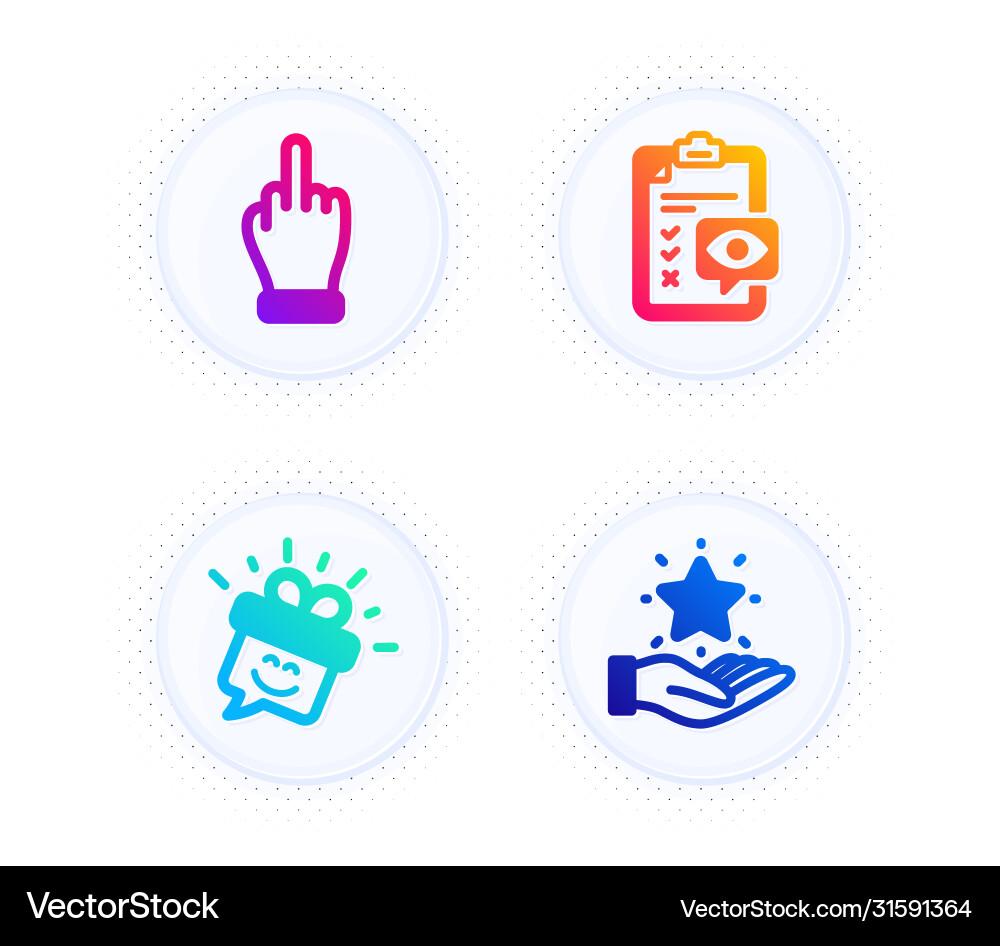 Eye Checklist Lächeln und Mittelfinger Icons Set Vektorbild