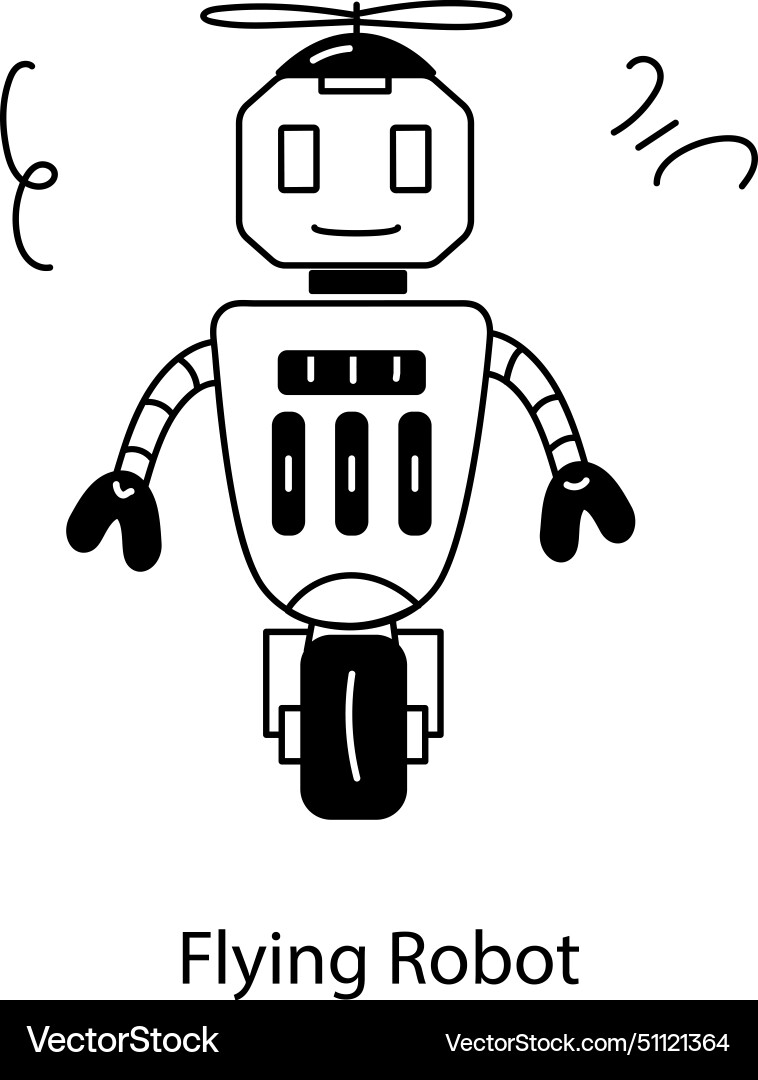 Flying robot Royalty Free Vector Image - VectorStock