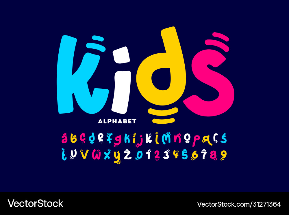 Kids style playful font Royalty Free Vector Image