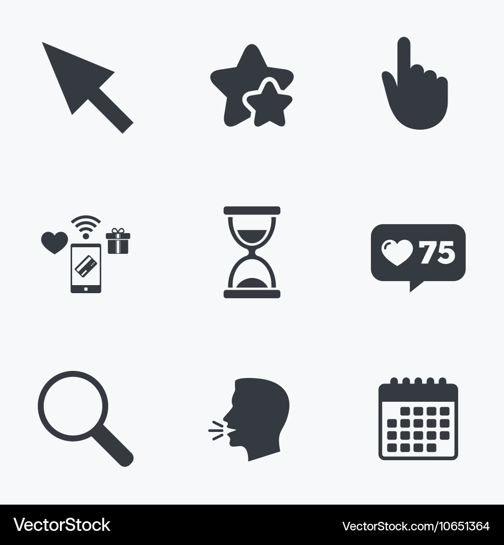 Mouse cursor icon hourglass magnifier glass Vector Image