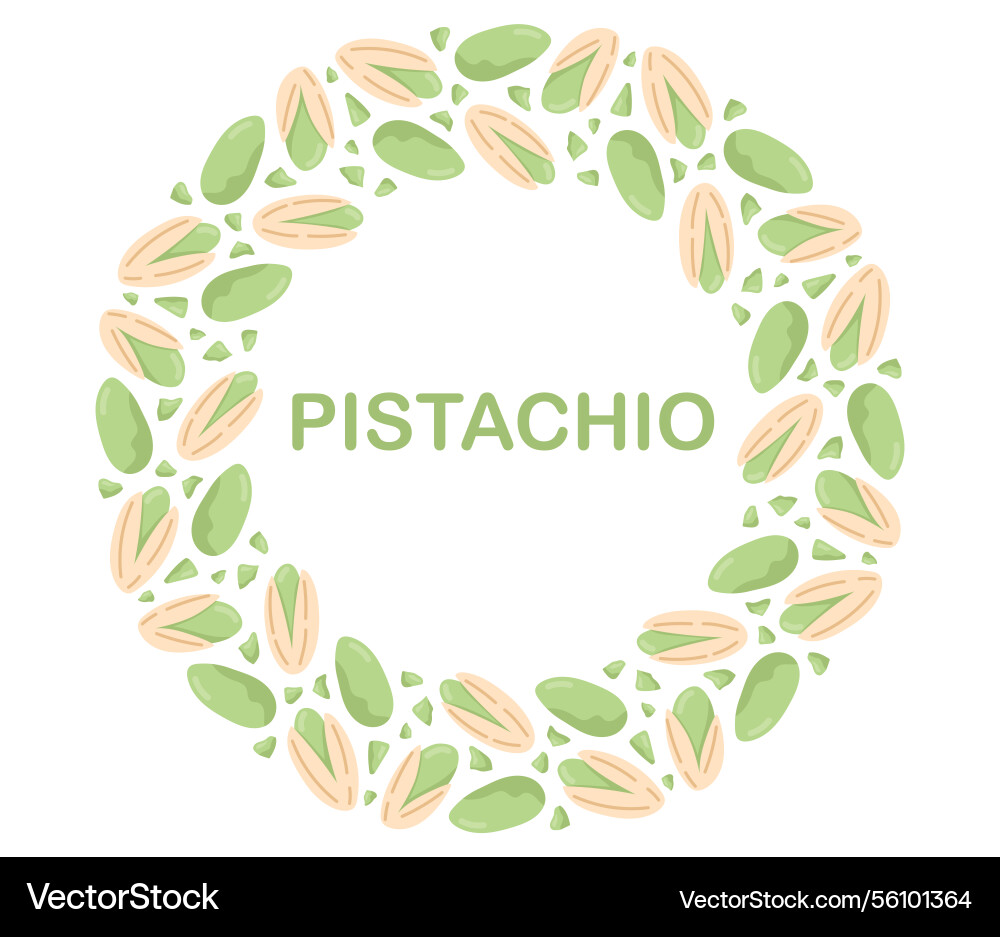 Nuts circle frame round pistachio border flat Vector Image