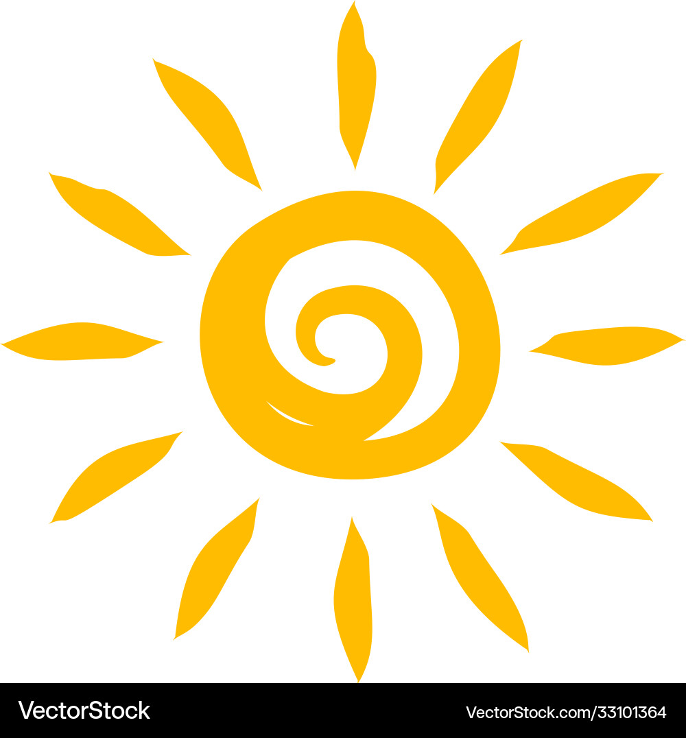 Painted yellow sun hot bright sunlight sign Vector Image