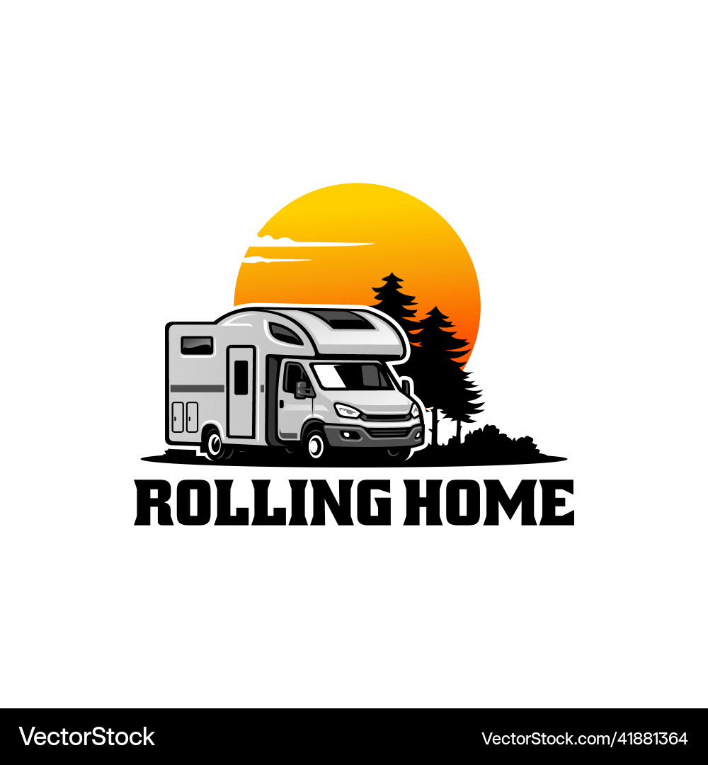 Rv - motor home camper van caravan logo Royalty Free Vector