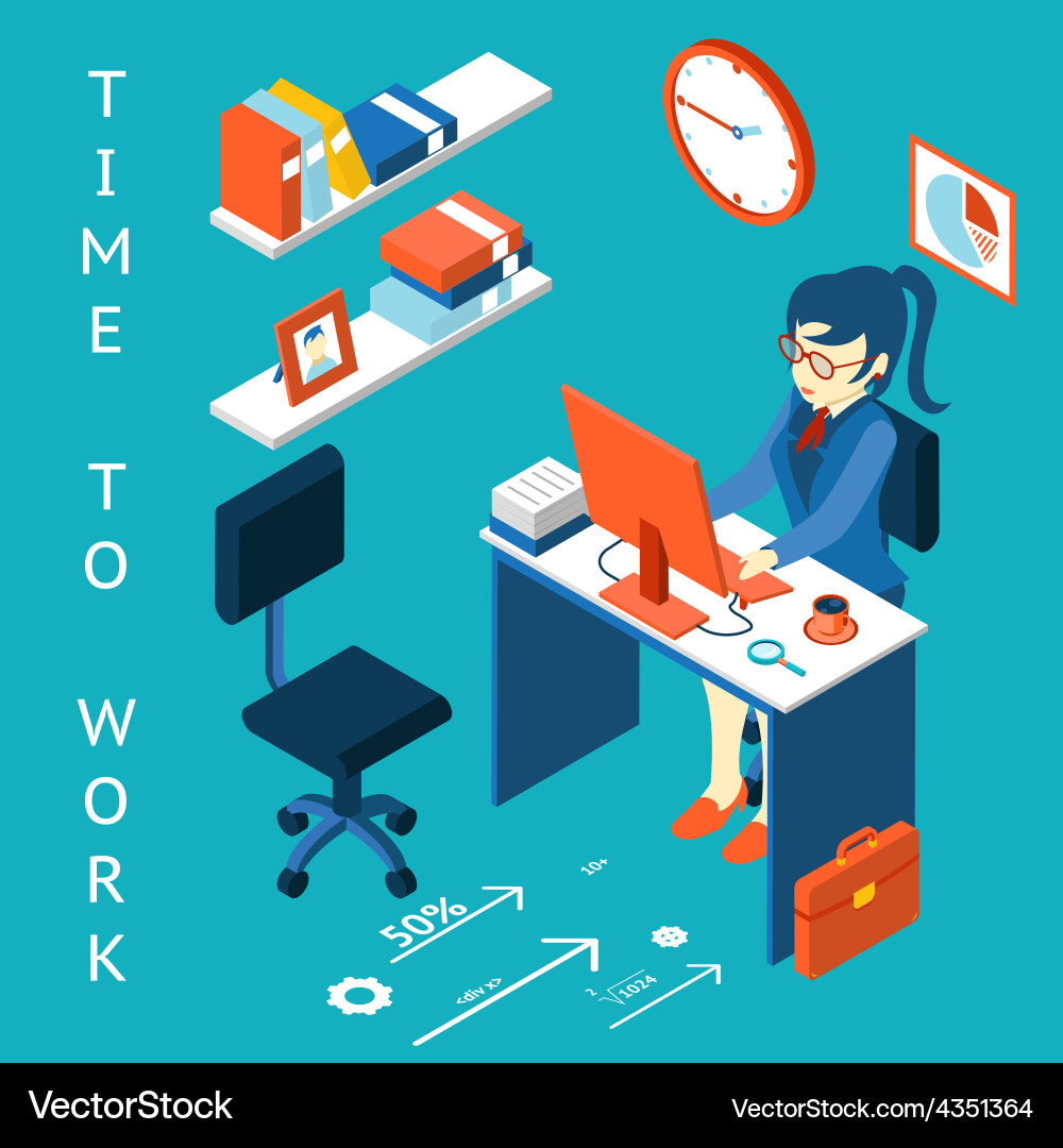 Time to work concept business corporate process Vector Image