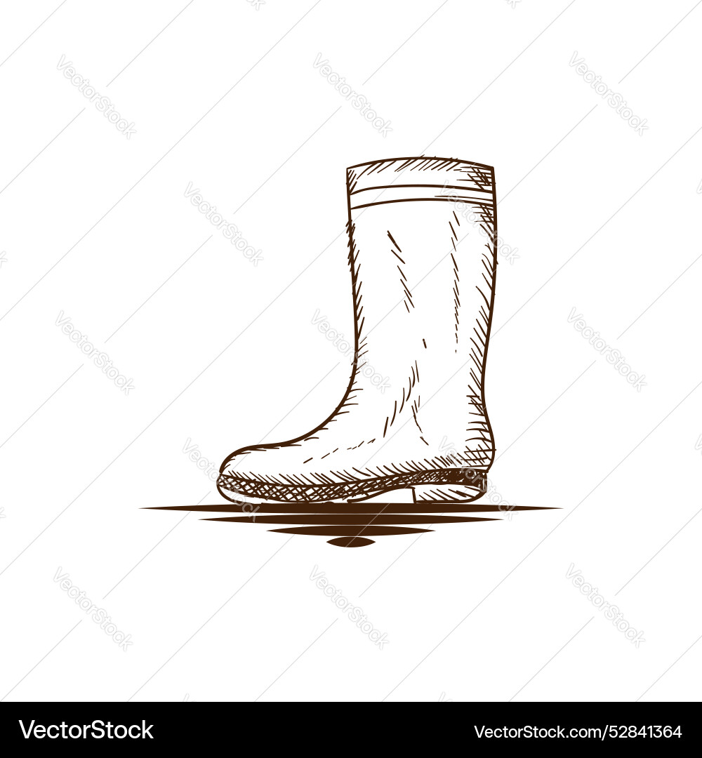 Vintage retro hand drawn rubber boot shoe Vector Image