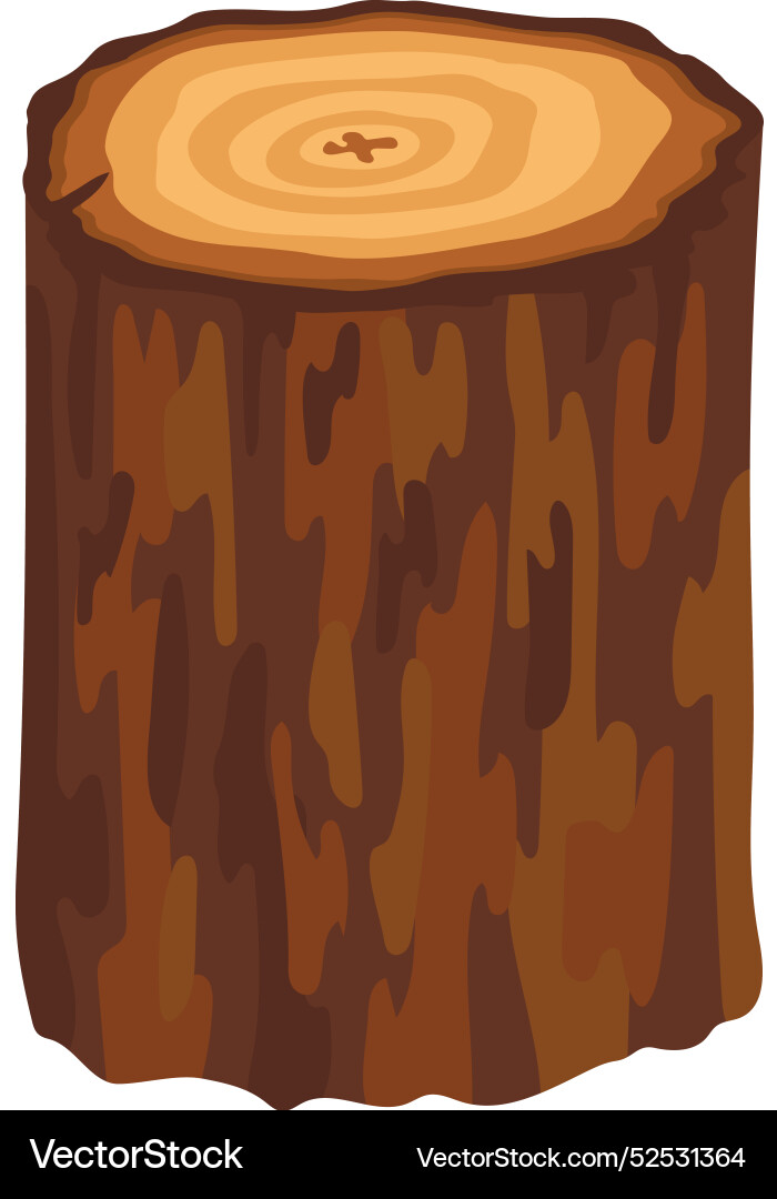 Wooden log with tree bark cartoon timber icon Vector Image