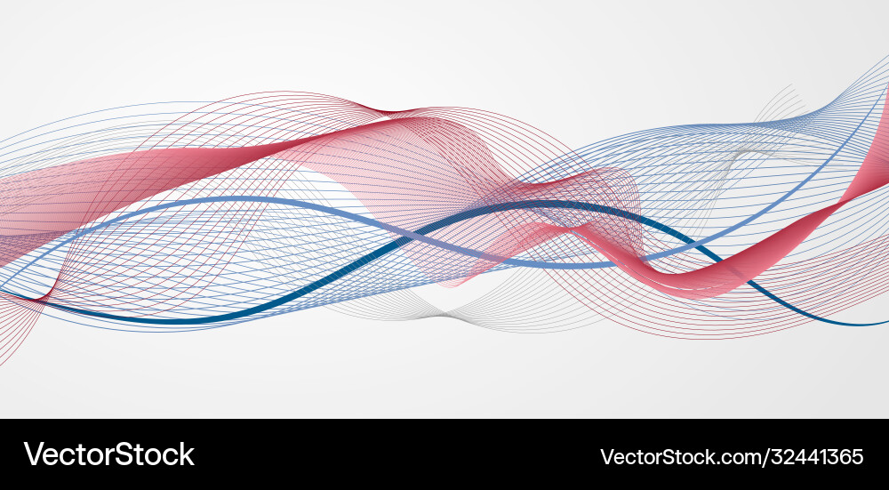 Abstract blue and red wave or wavy line on white Vector Image