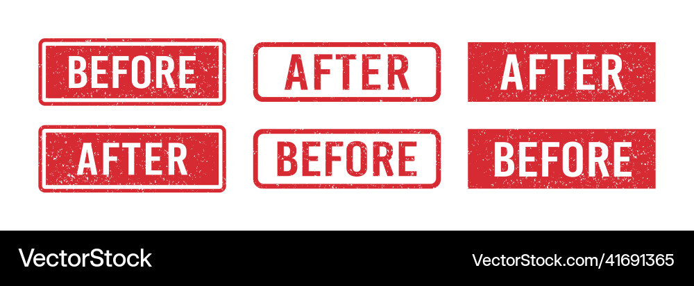 Before & After Rubber Stamps Royalty Free Vector Image