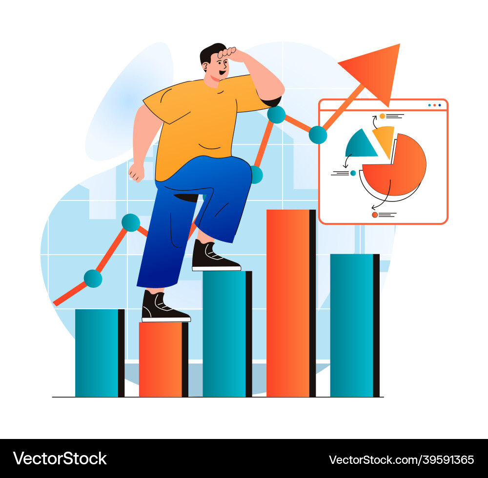 Business growth concept in modern flat design Vector Image
