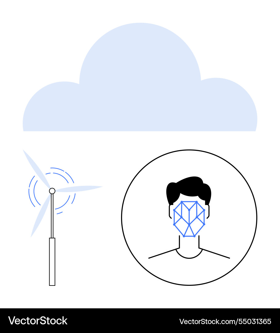 Cloud computing renewable energy and facial Vector Image