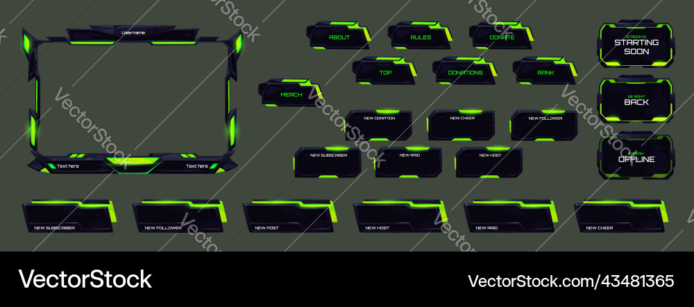 Game live video stream interface elements Vector Image