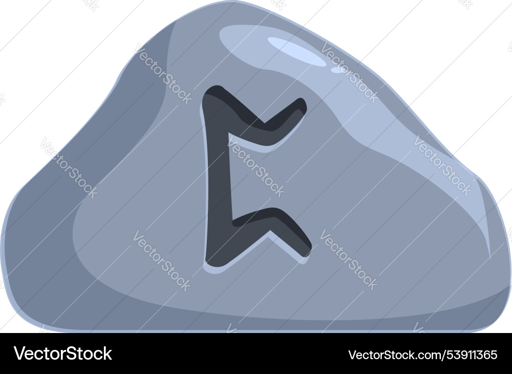 Grey stone with engraved rune algiz showing Vector Image