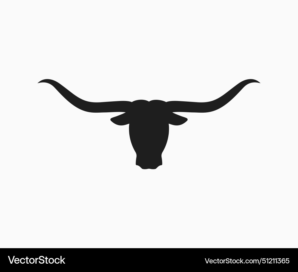 Longhorn silhouette icon and bullhead Royalty Free Vector