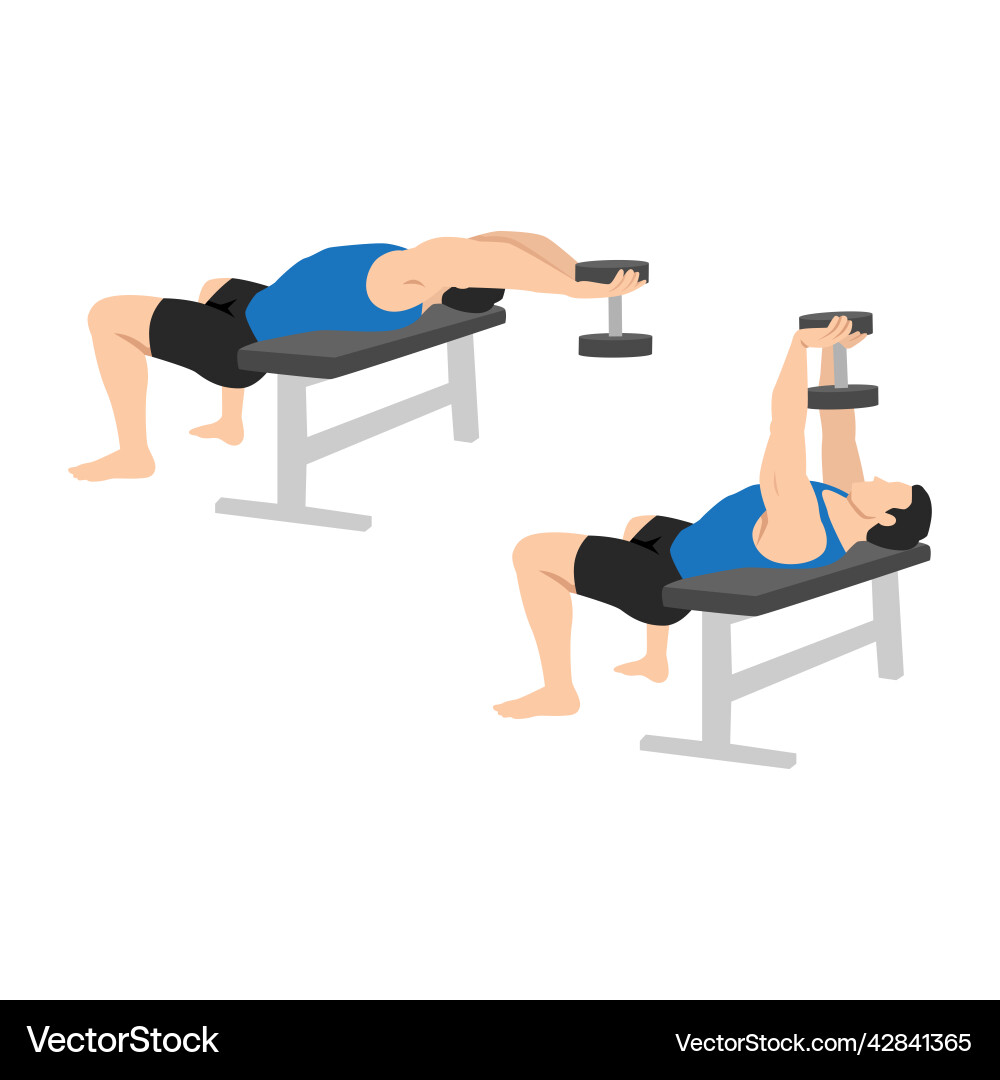Man doing dumbbell pullover exercise flat Vector Image Man doing dumbbell pullover exercise flat Vector Image