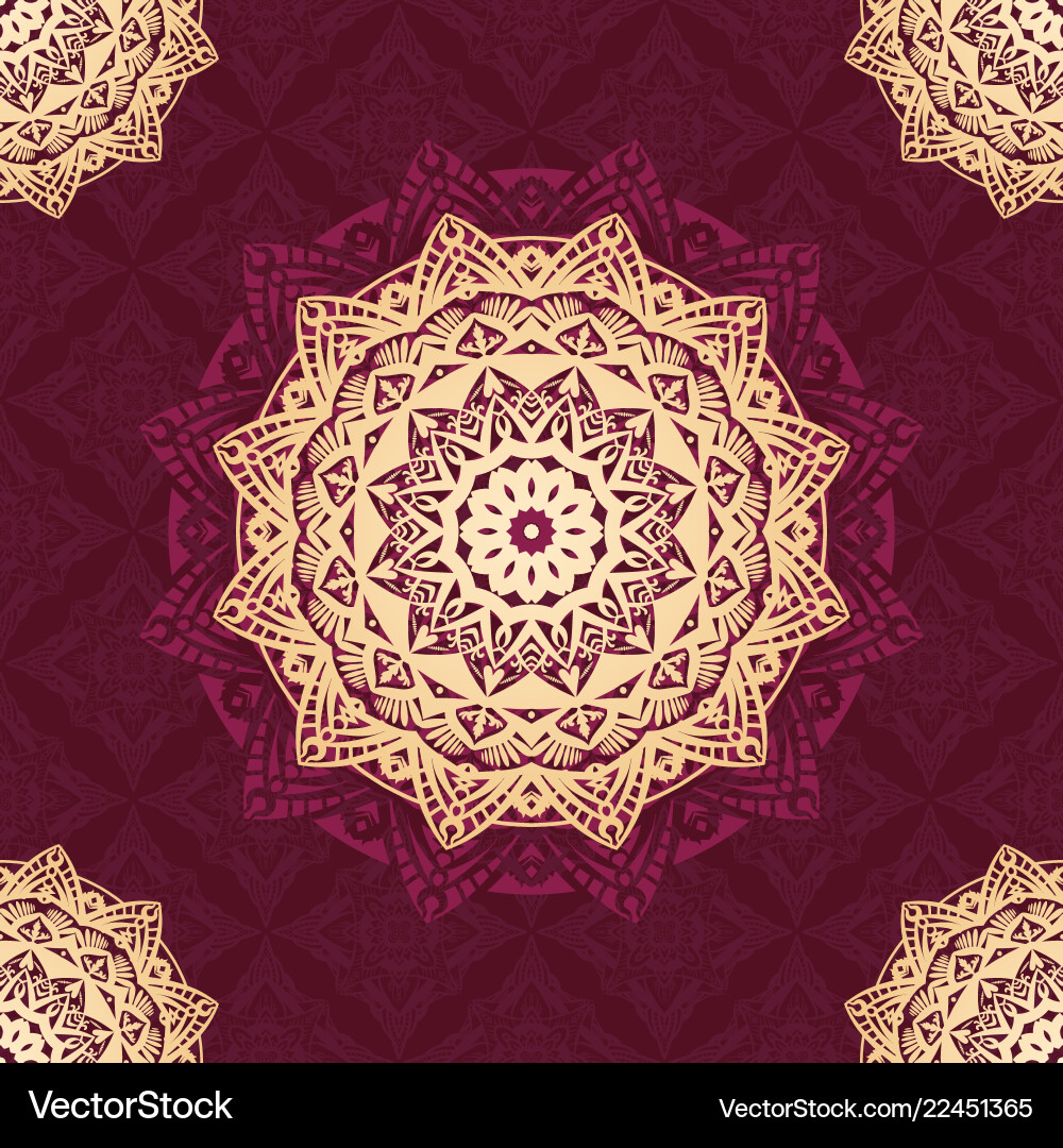 Mandala pattern design background with red Vector Image