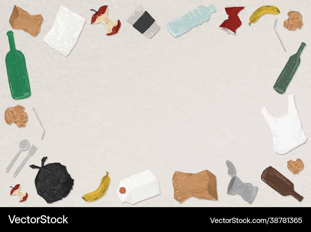 Ocean Pollution Waste Border Royalty Free Vector Image