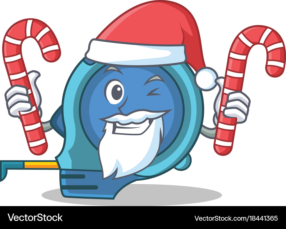 Santa with candy tape measure character cartoon Vector Image