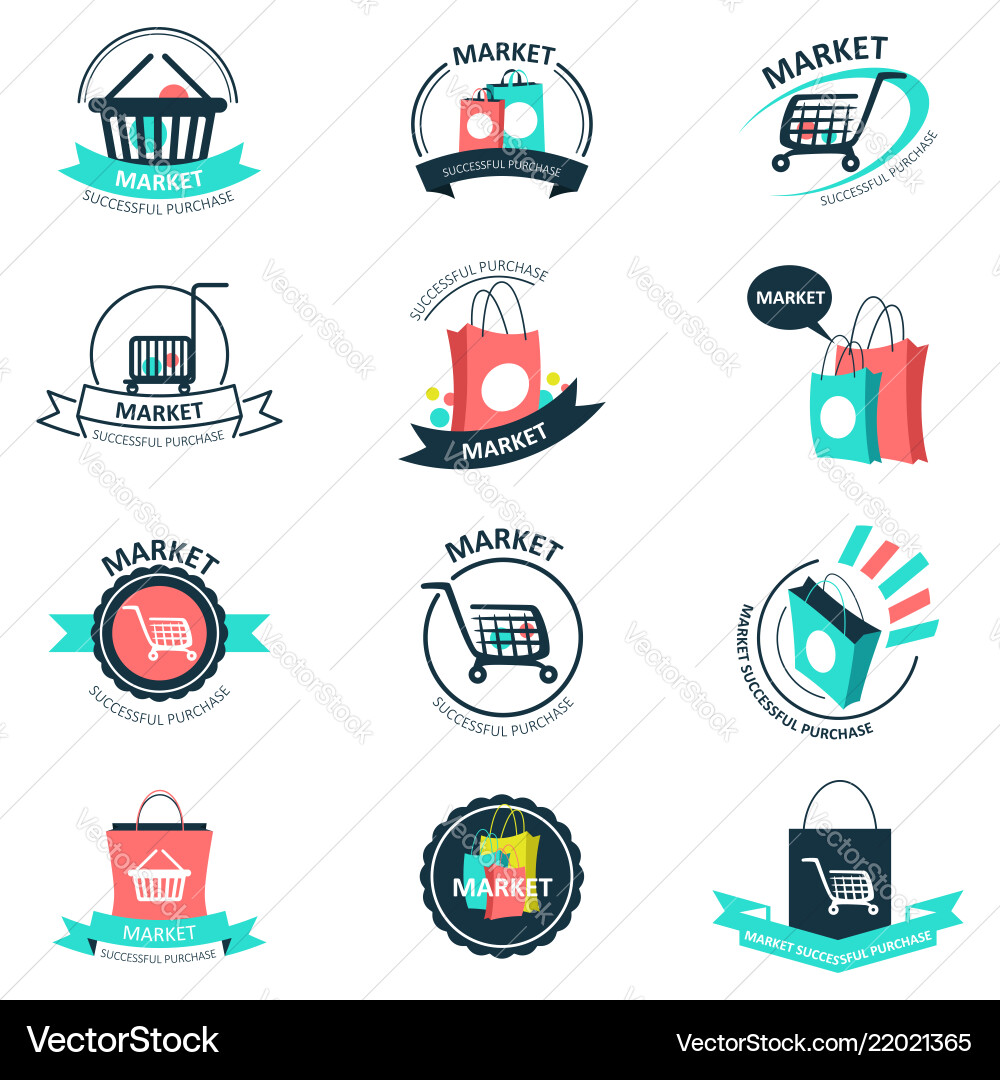 Shopping and market logos Royalty Free Vector Image