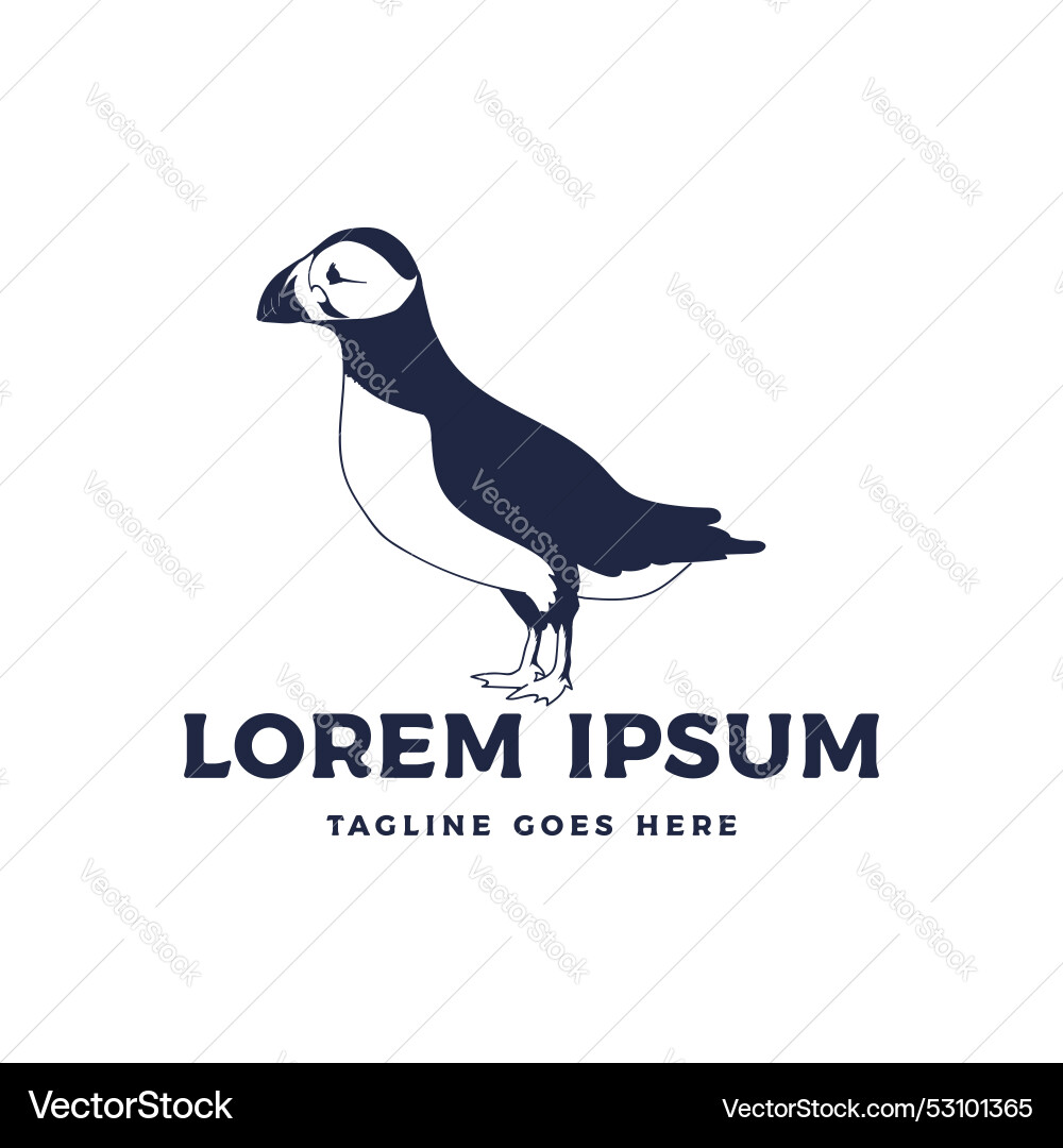Vintage retro standing puffin bird silhouette Vector Image