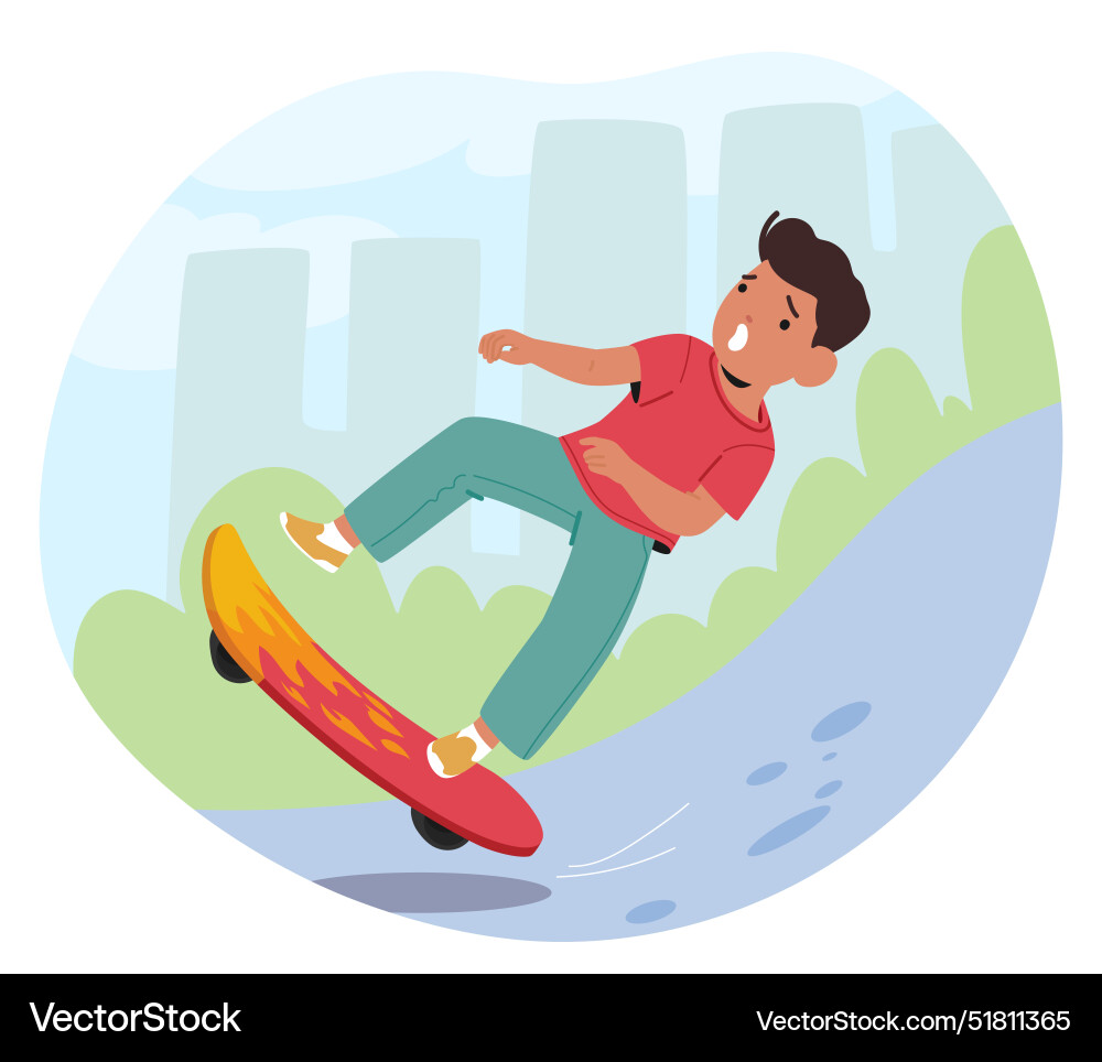 Young boy character falling off his skateboard Vector Image