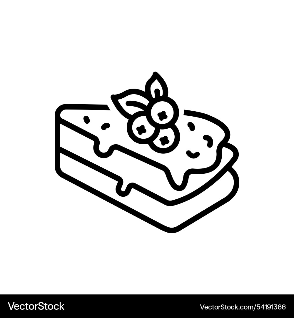 Black line icon for blueberry cheesecake Vector Image