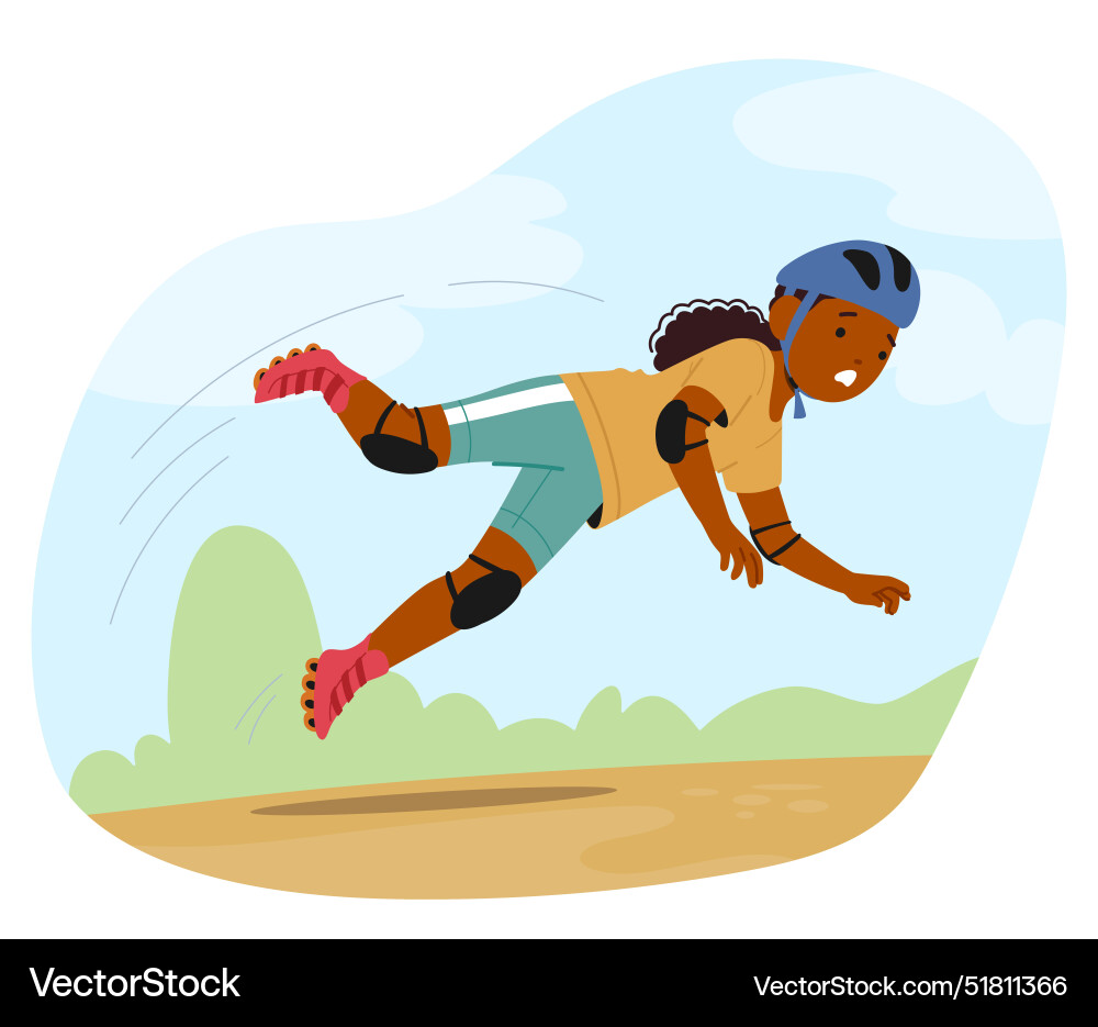 Child falling while roller skating outdoors girl Vector Image