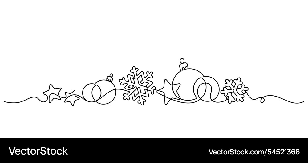 Christmas ornament decoration tinsel one line Vector Image