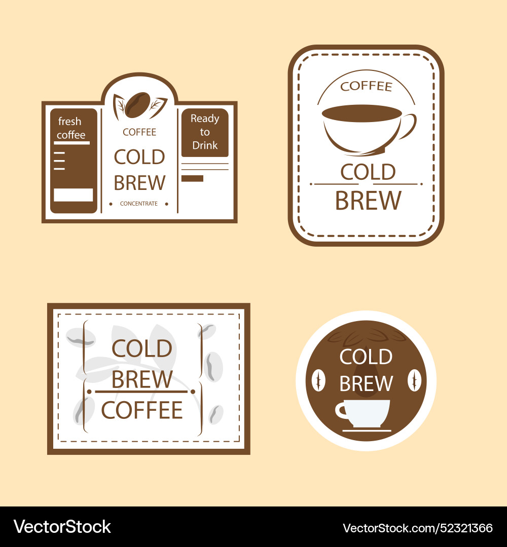 Cold brew coffee labels Royalty Free Vector Image
