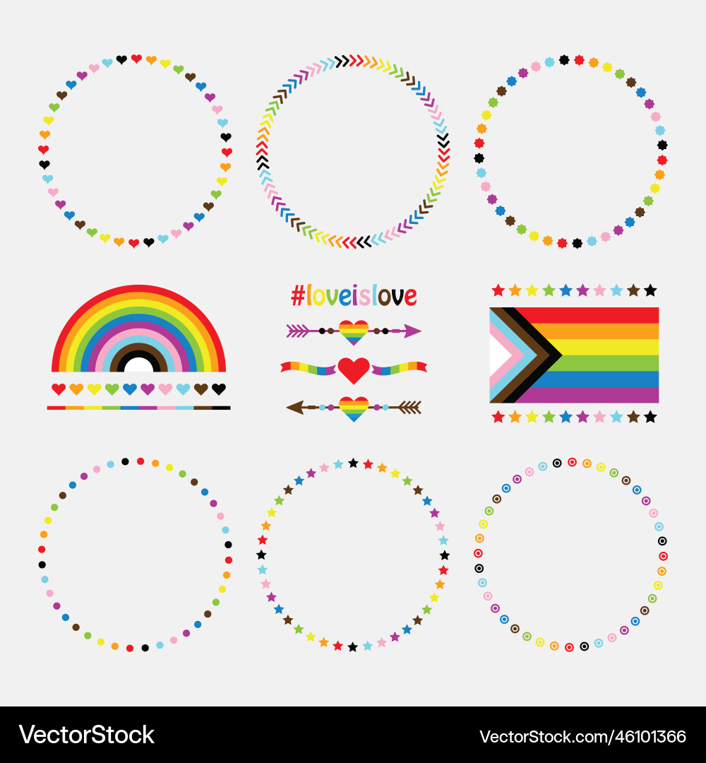 Creative colorful lgbtq circle pattern emblems Vector Image