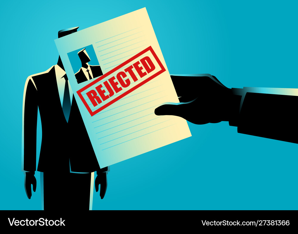 Hand holding a paper with rejected stamp Vector Image