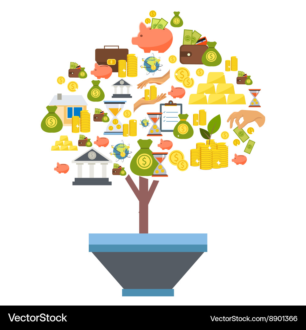 Investment flat composition Royalty Free Vector Image