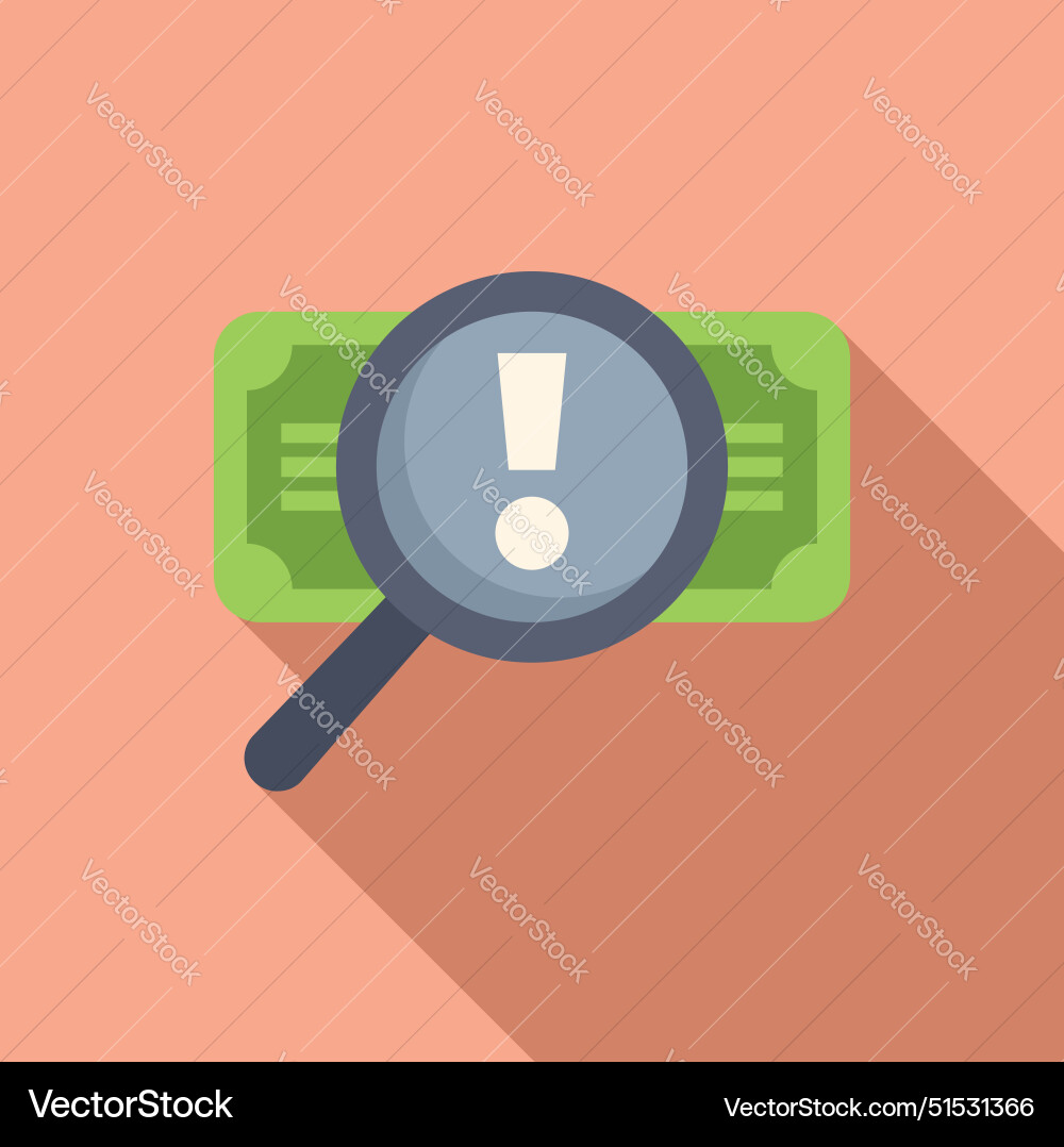 Magnifying glass examining money problem Vector Image