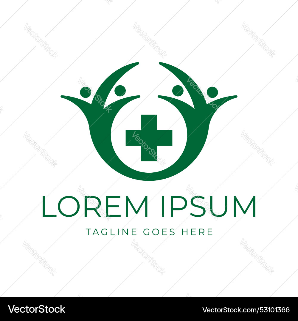 Simple abstract human people with medical cross Vector Image