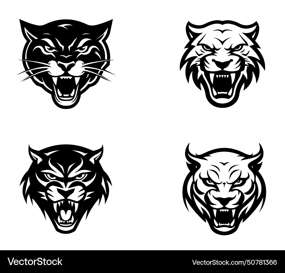 Simple silhouette panther head Royalty Free Vector Image