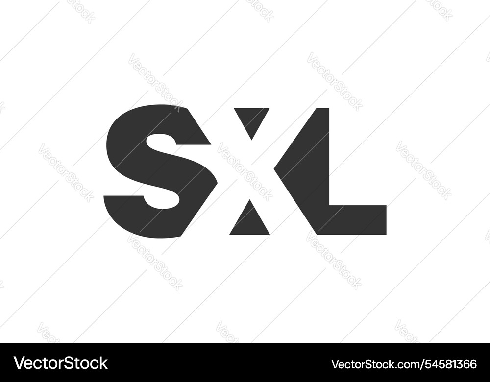 Sxl logo design initial letter s x l bold font Vector Image